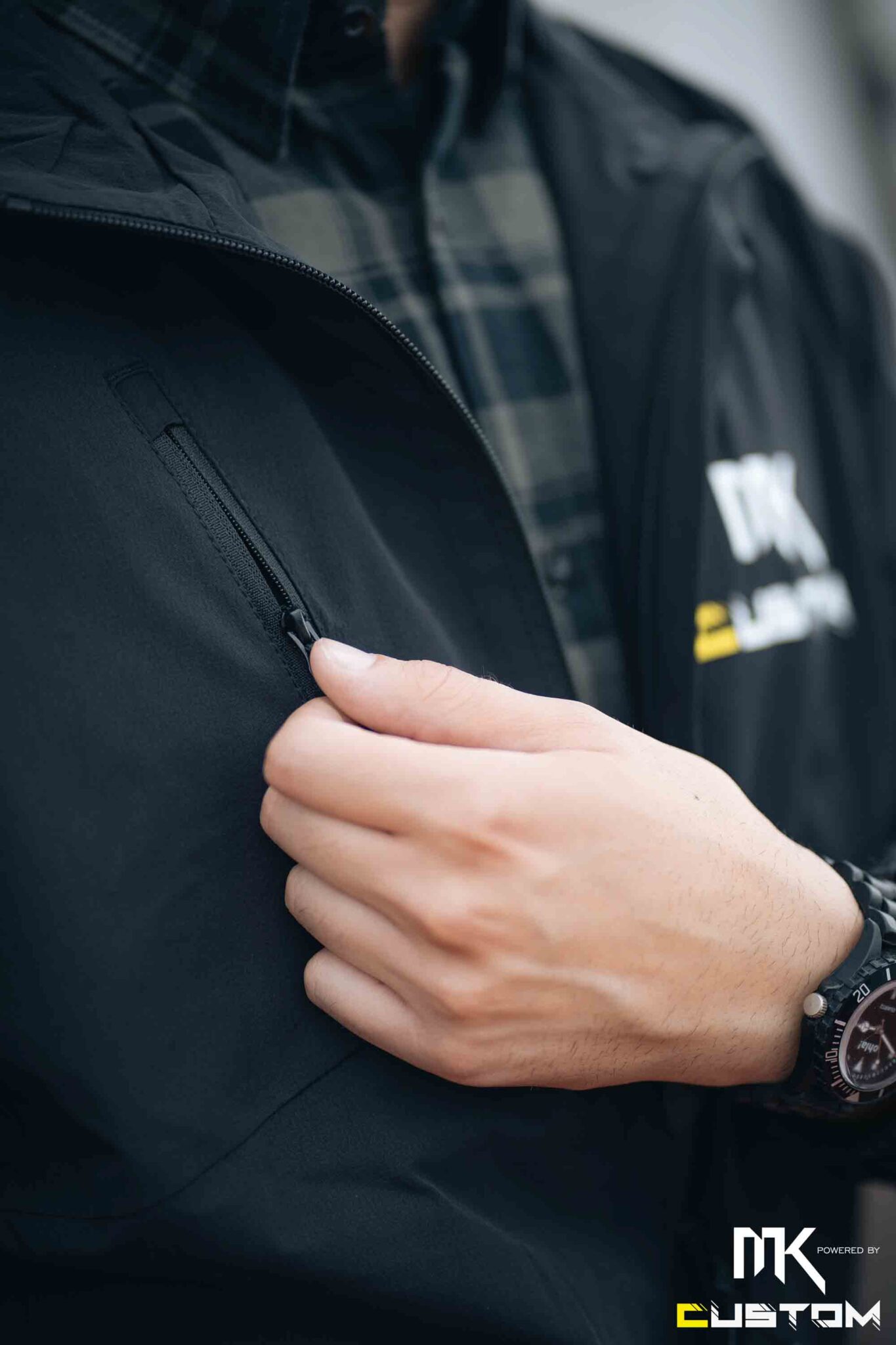 MK CUSTOM - Wind Breaker doble capa Negro - MK CUSTOM